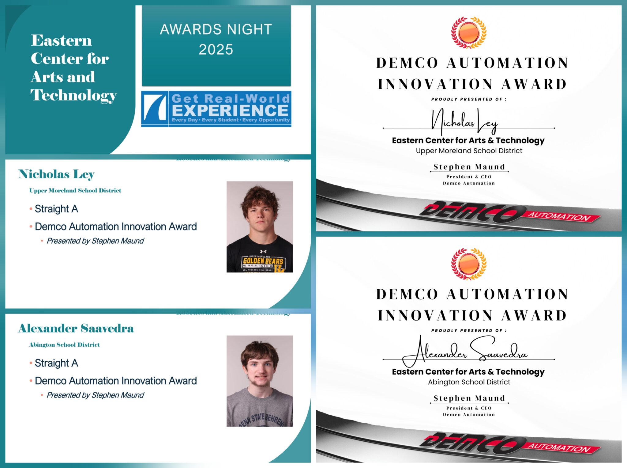 Demco Automation presents Innovation Award for CTE students
